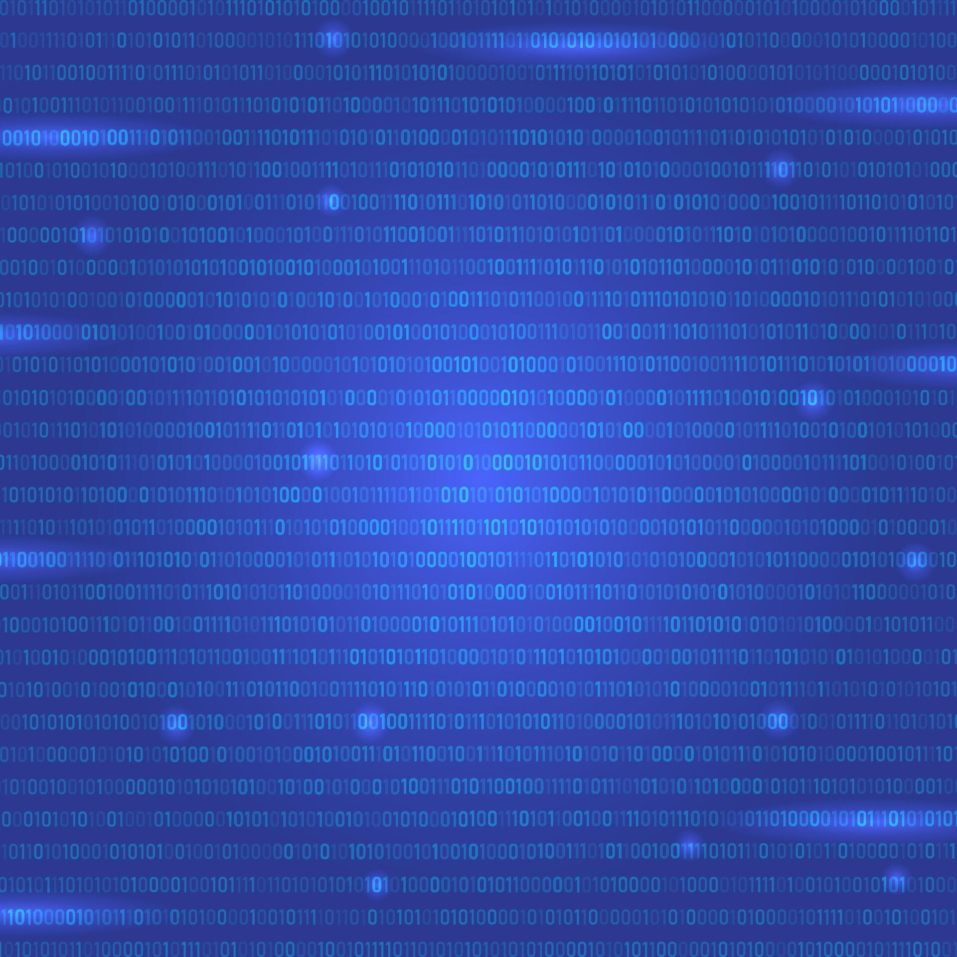 Digital Data Technology Concept. Blue Binary Data Software Programming ...