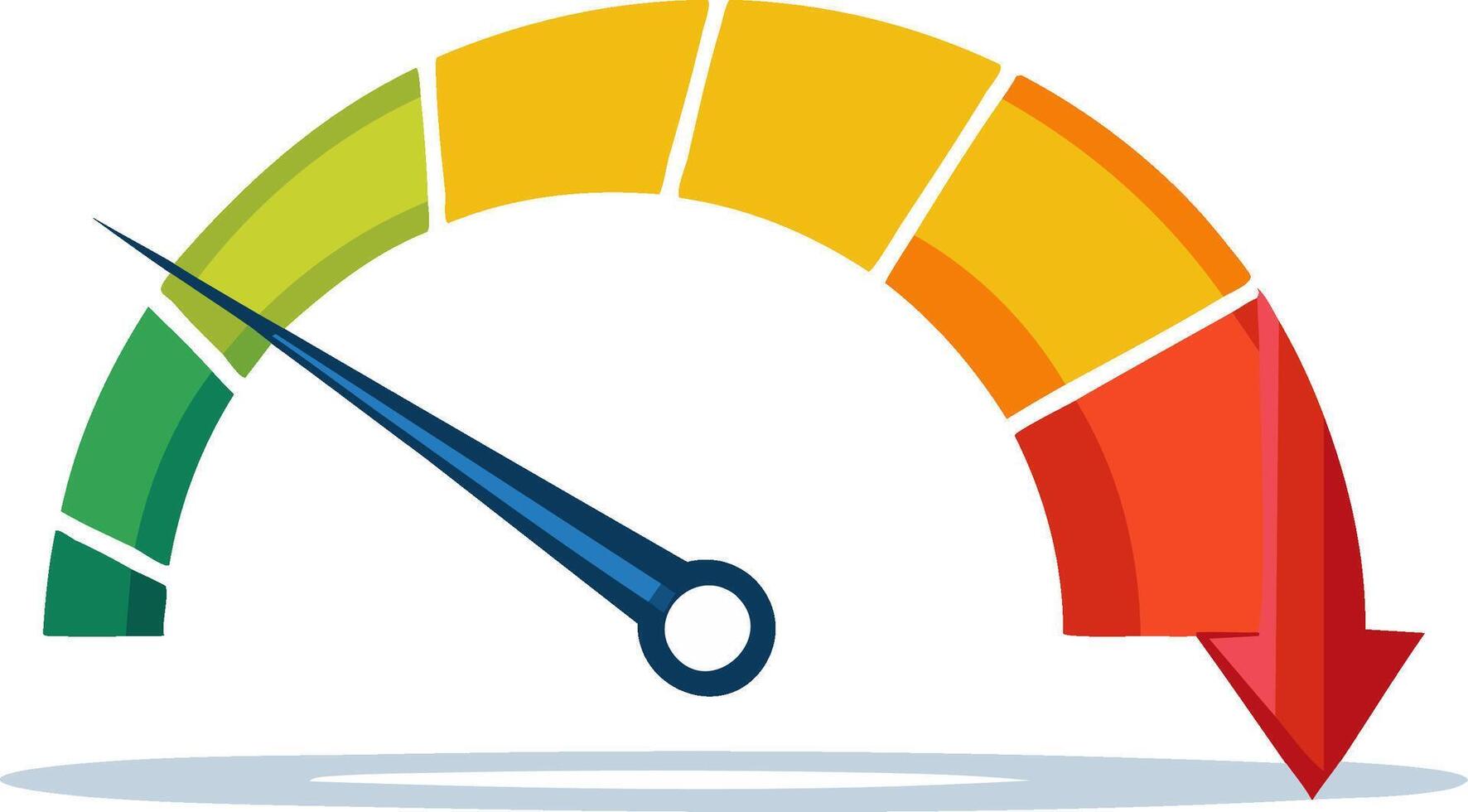 Performance gauge dropping with an arrow indicating a decrease ...