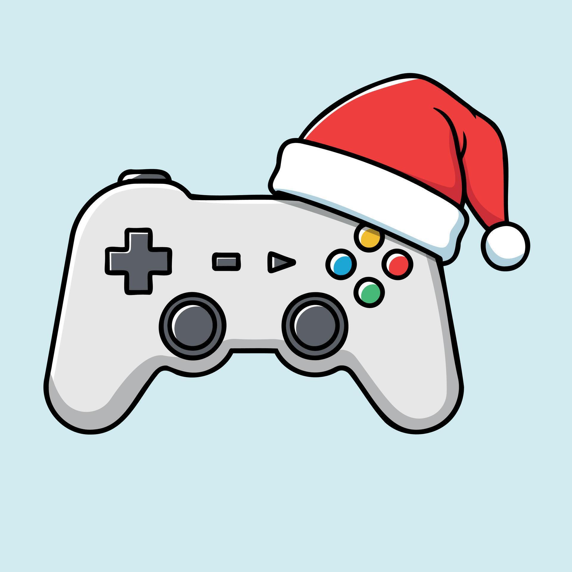White game controller wearing a festive red santa hat 73427309 Vector ...