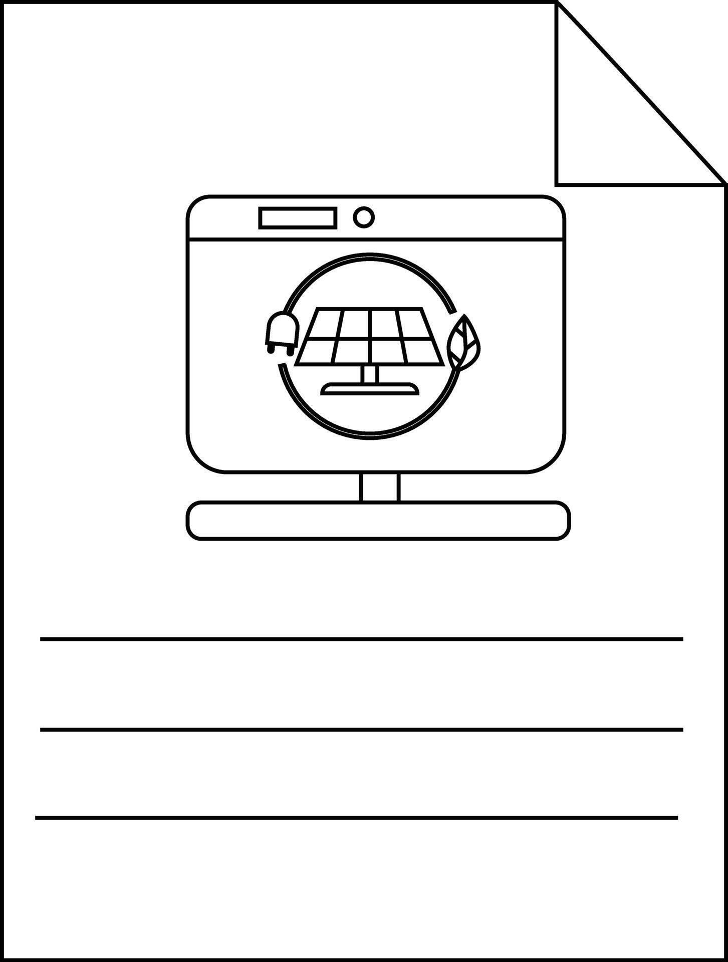 Computer screen displays solar panel between plug and leaf atop lined ...