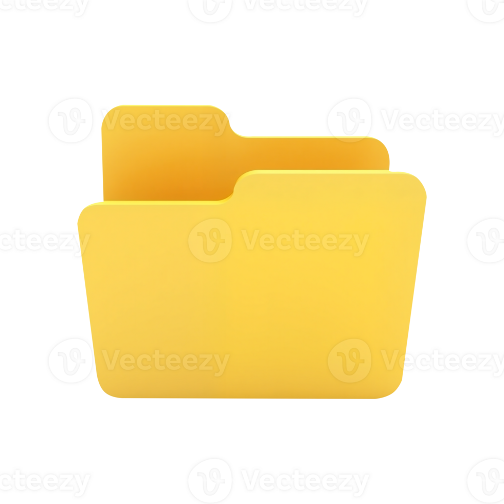 Minimal 3D Render of an Open Yellow Folder Icon, Digital Computer File ...