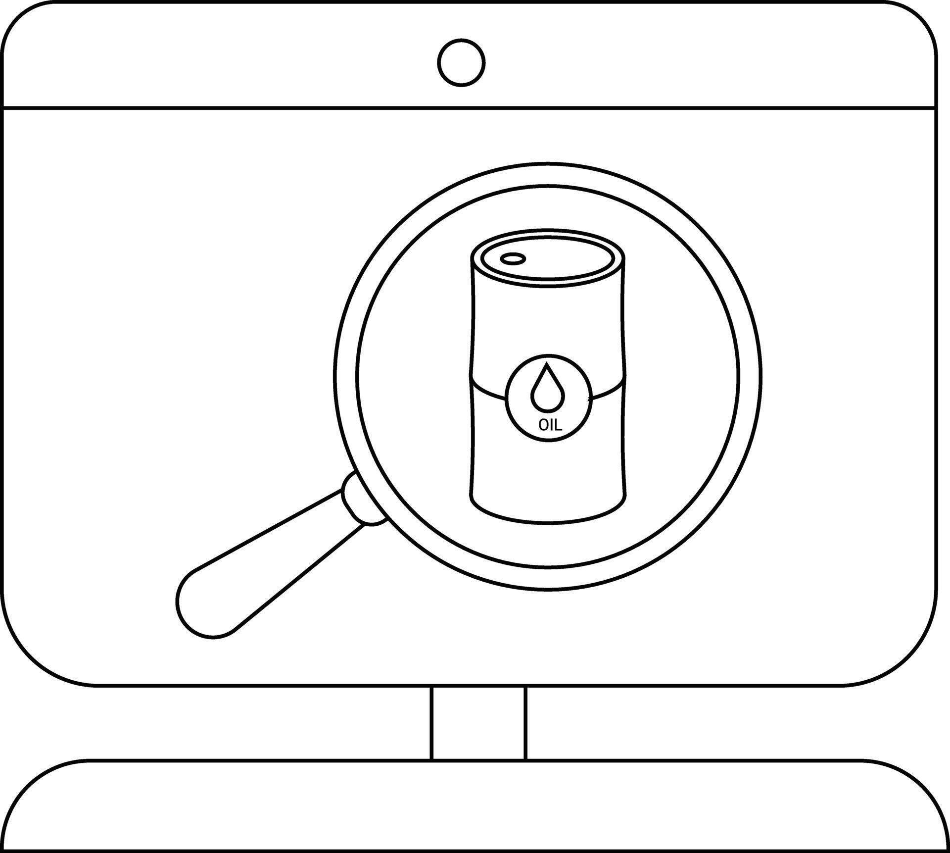 Computer monitor displaying an oil can under a magnifying glass ...