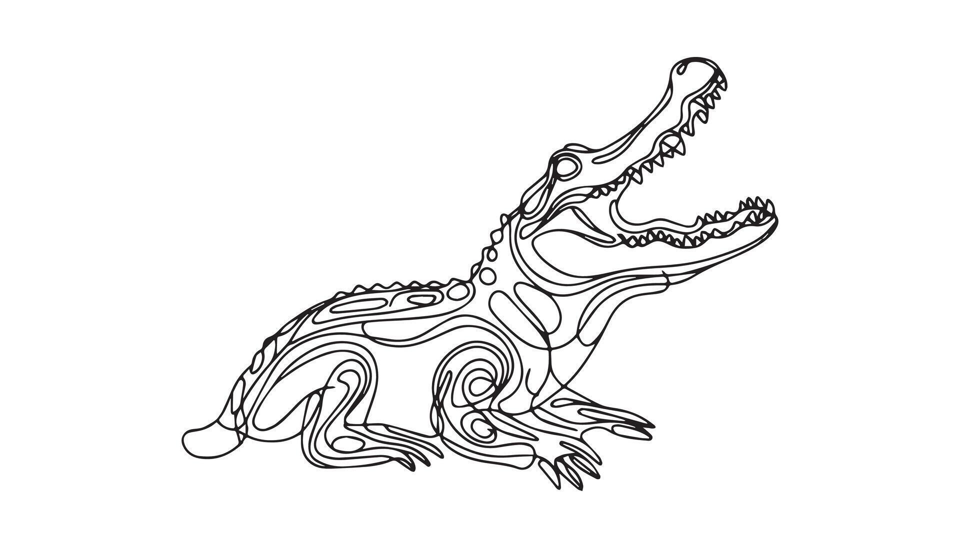 a crocodile is shown in a line drawing 73667544 Vector Art at Vecteezy