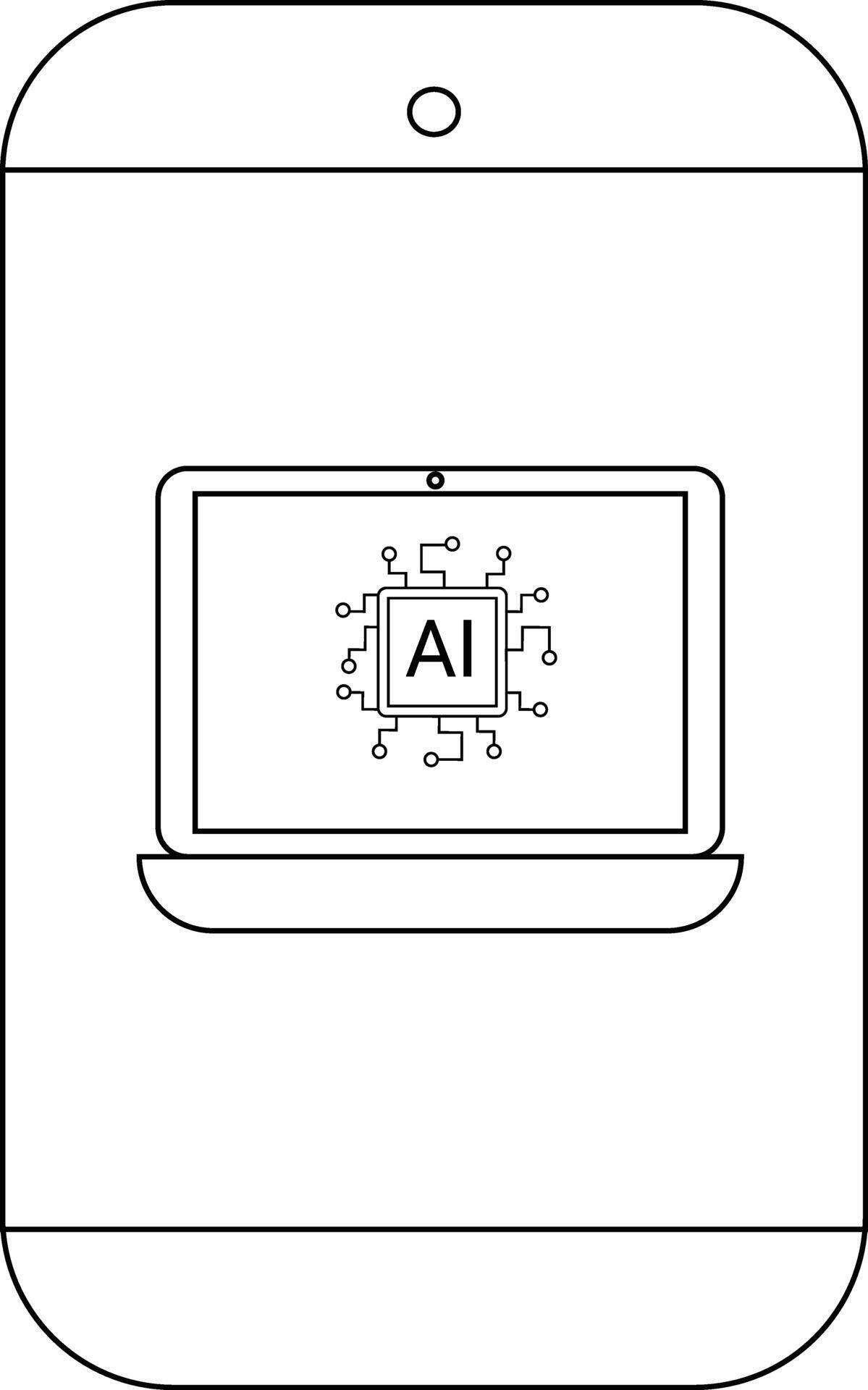 Laptop screen showing AI and a chip on a mobile device screen 73797982 ...