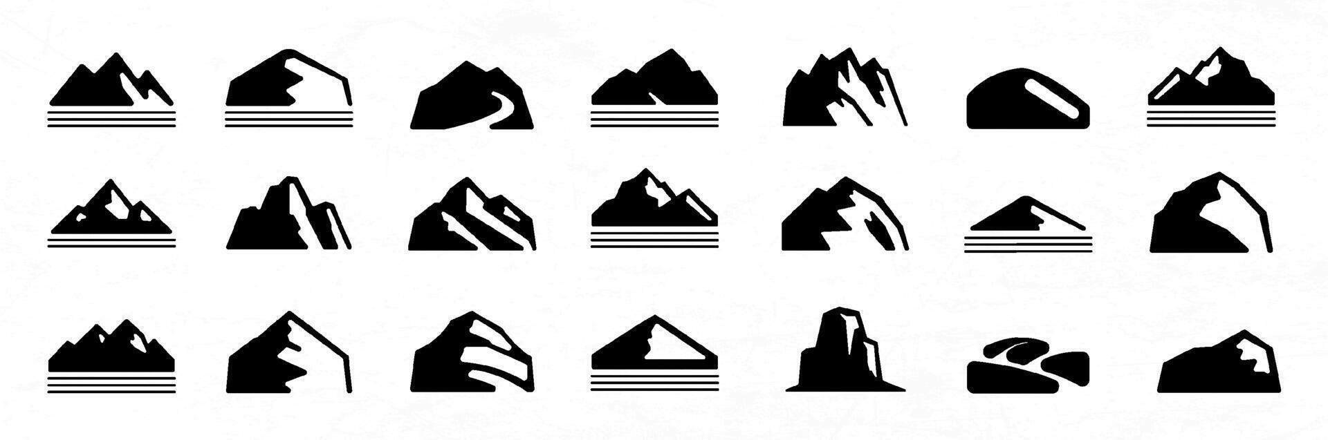 A set of black and white mountain icons 73976421 Vector Art at Vecteezy