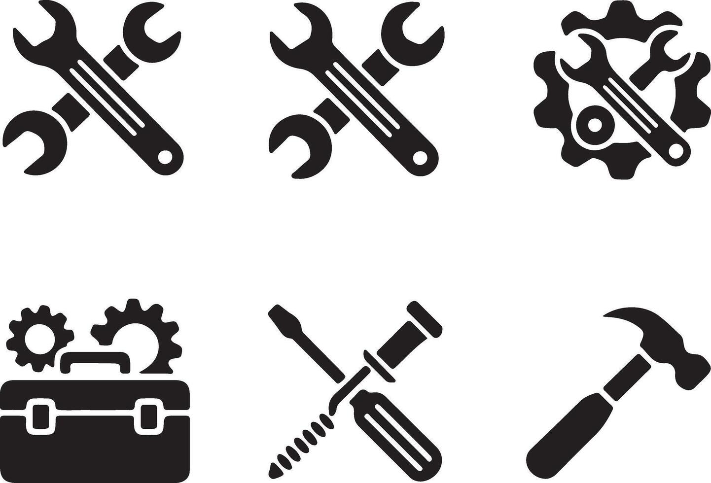 Black and White Tools Icons Representing Repair Service and Handyman ...