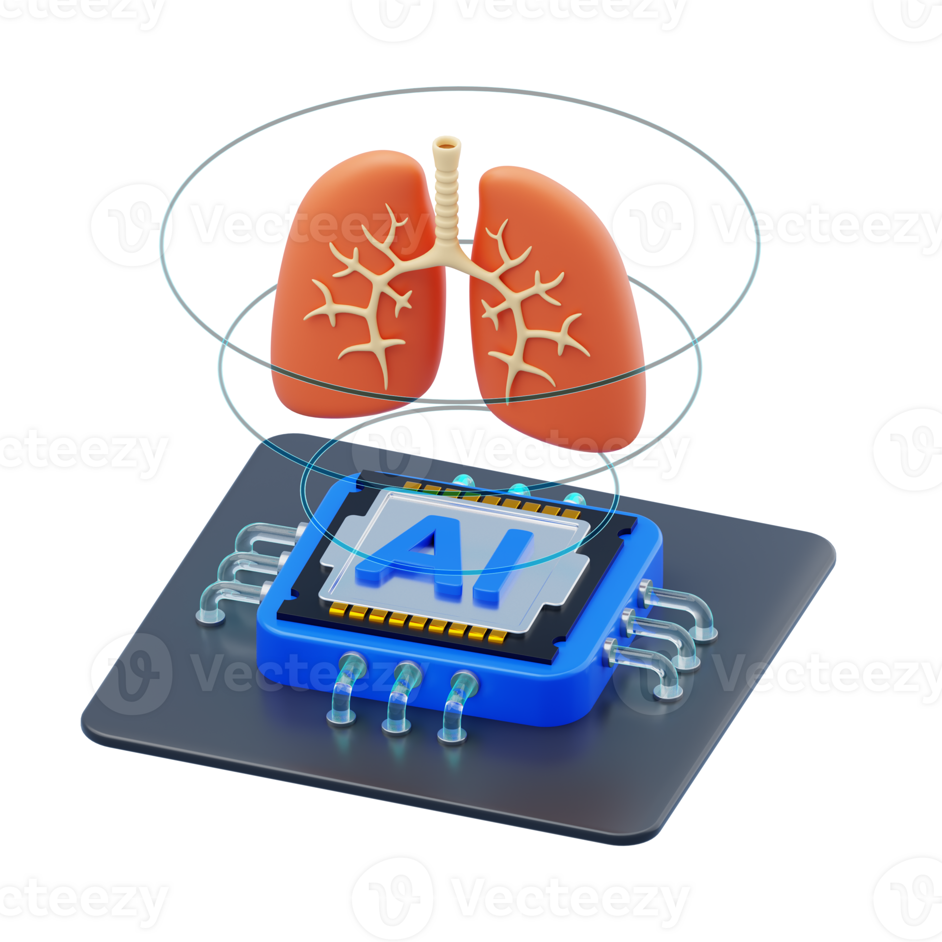 AI powered lung health technology 3d illustration 74032474 PNG