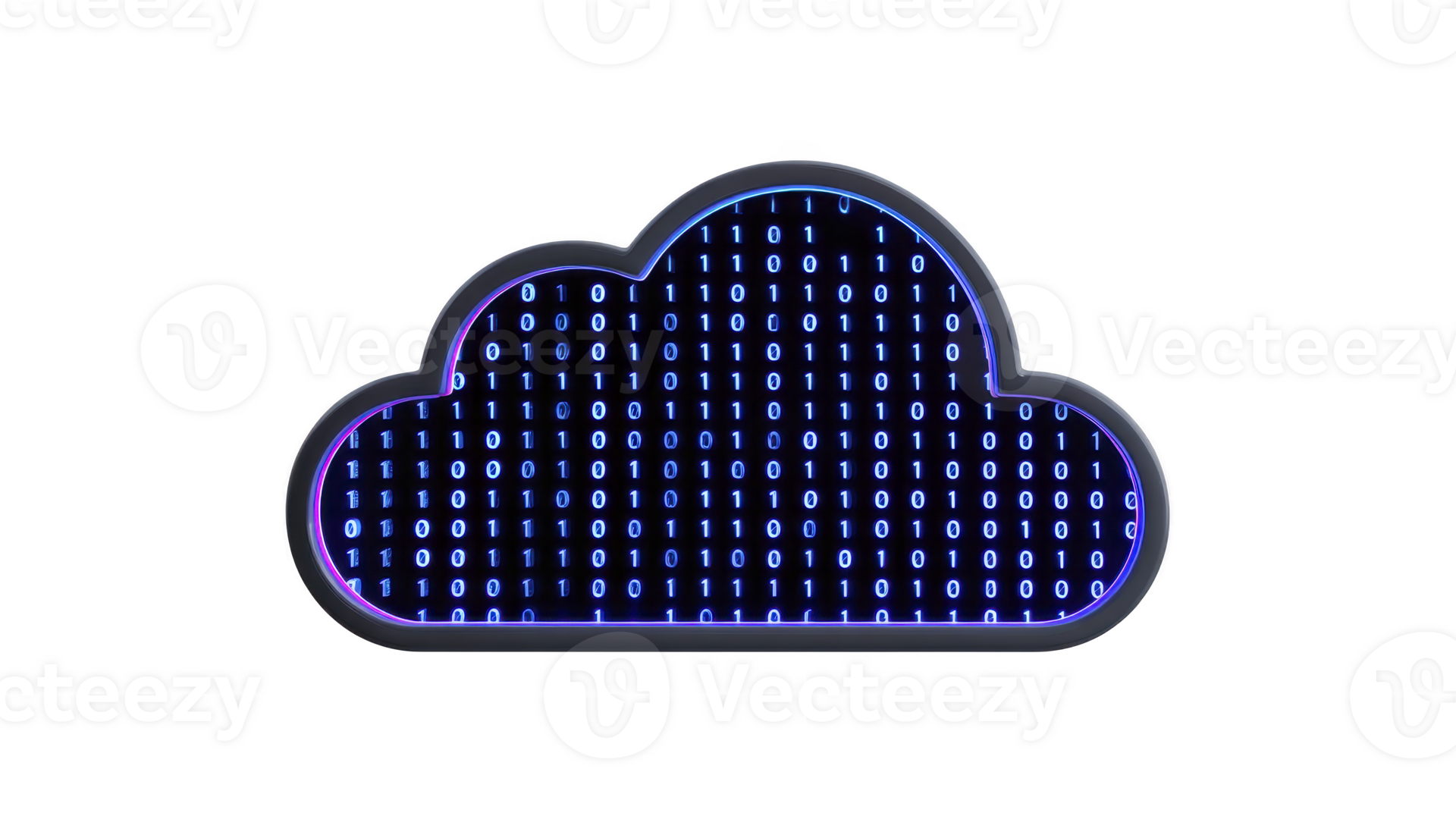 Cloud icon with binary code, digital data, technology, and futuristic ...
