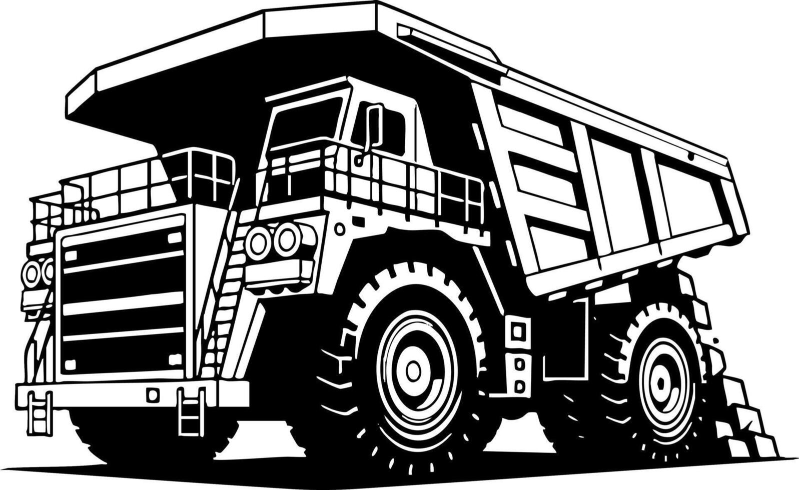 Heavy duty off road haul truck black and white drawing 74161101 Vector ...