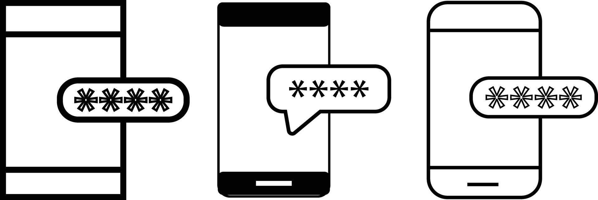 OTP icon set. Mobile password token symbols. OTP verification code sign ...