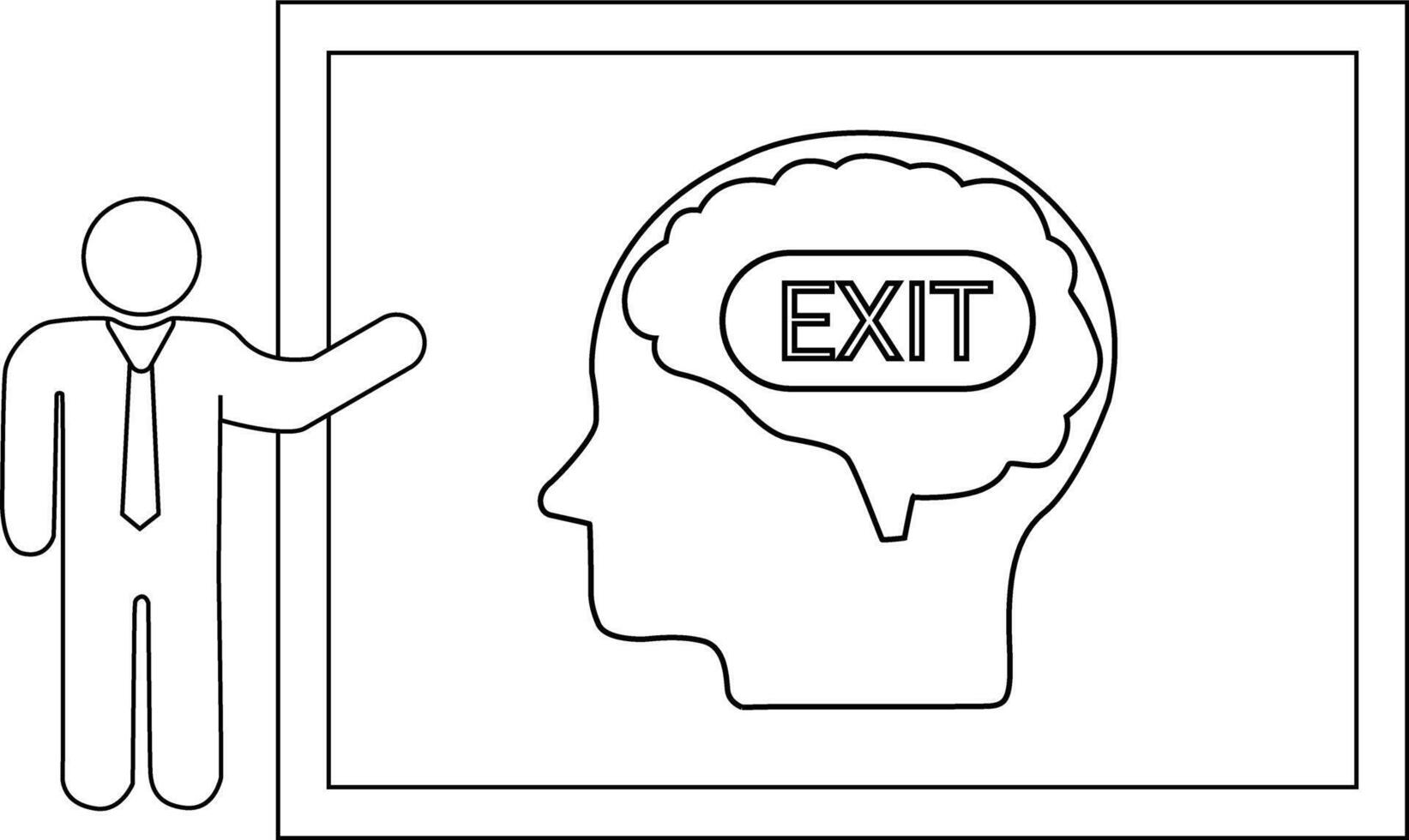 A presenter points to a brain inside a frame labeled EXIT 74261908 Vector Art at Vecteezy