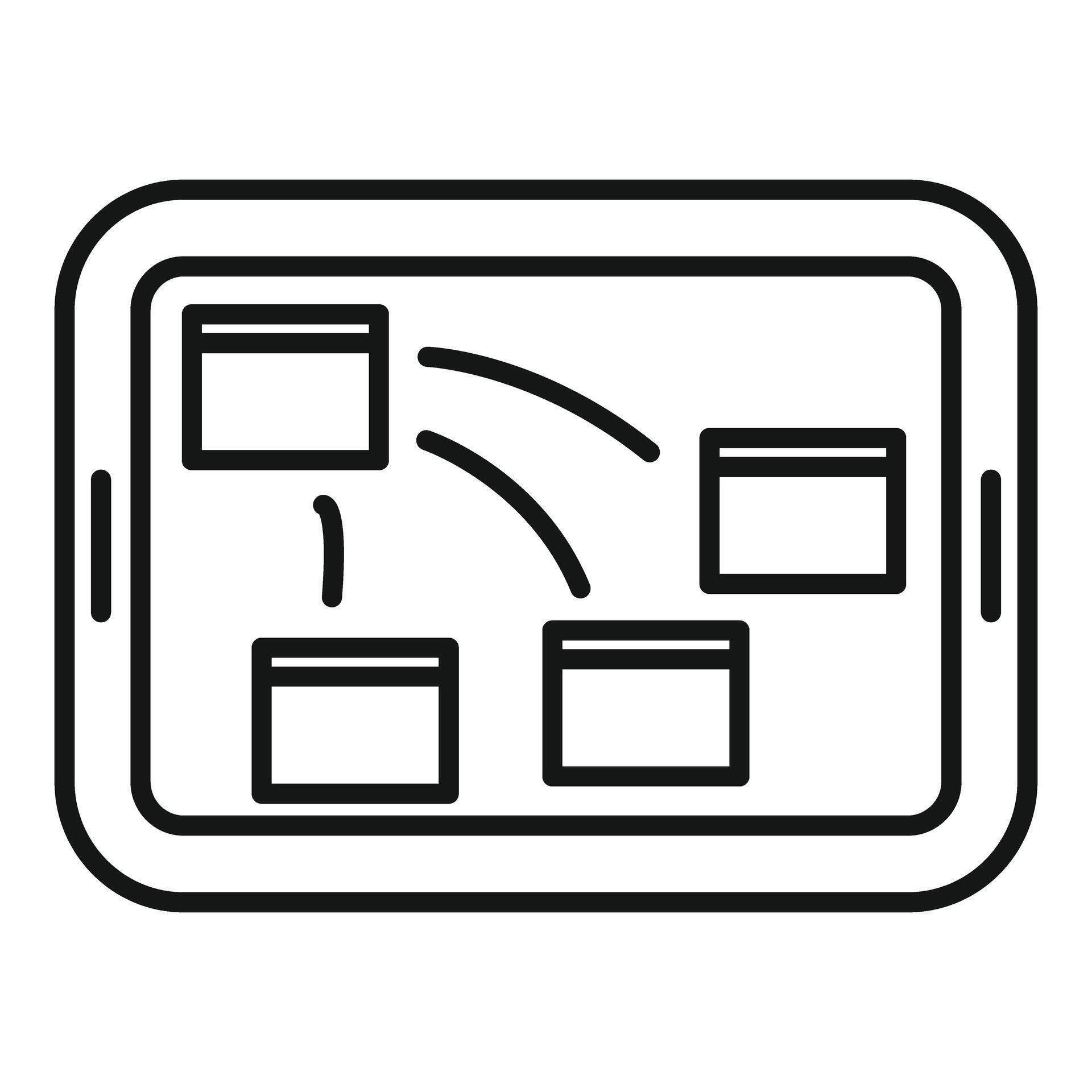 Tablet showing network connection data flowchart diagram 74347890 ...