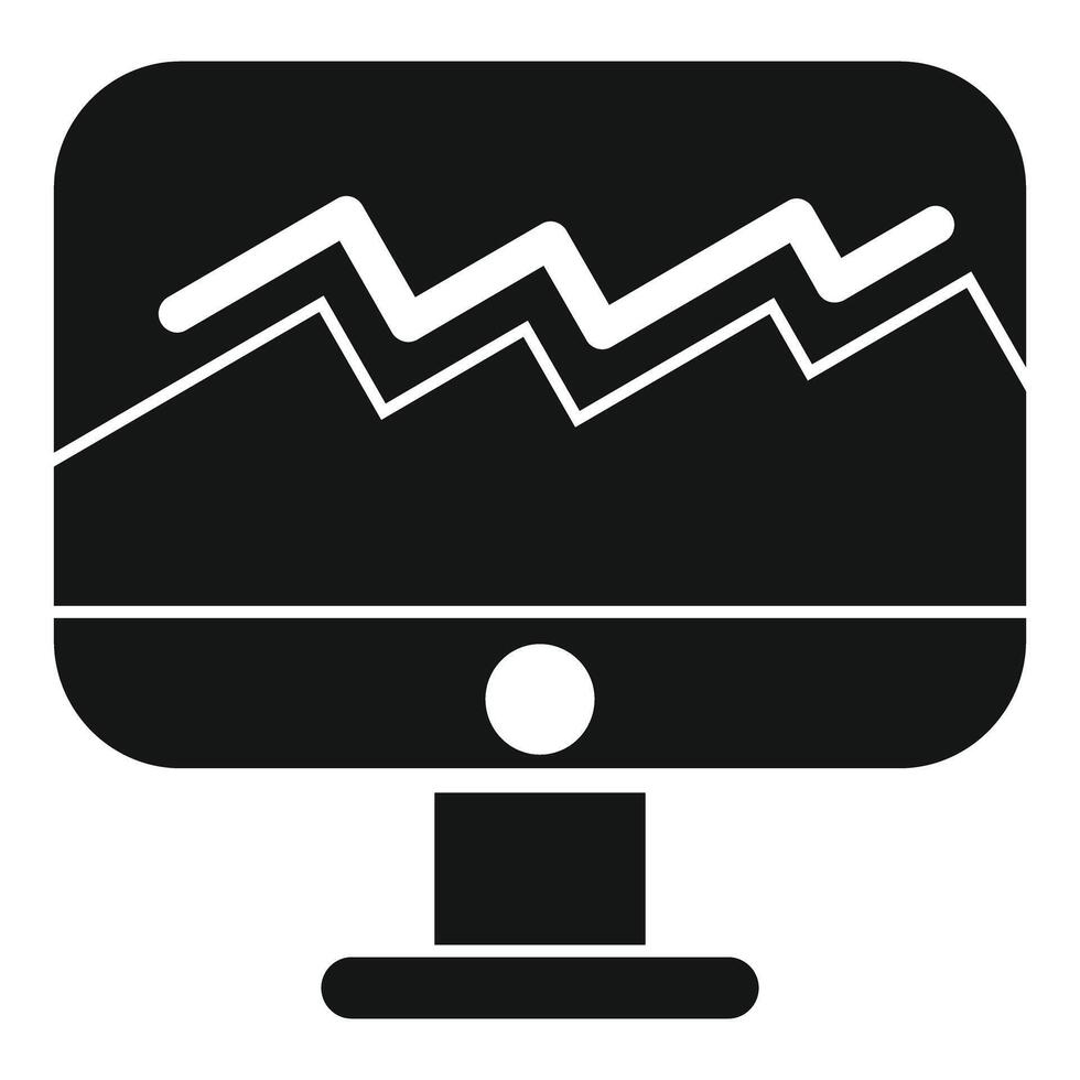 Computer monitor displaying financial data analysis icons 74349482 ...