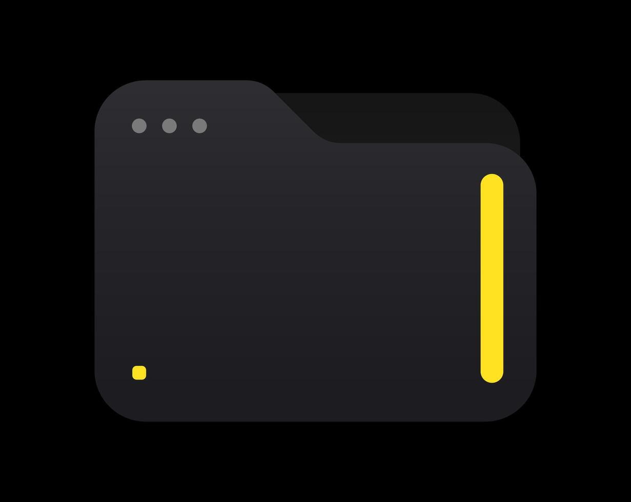 Dark Interface File Folder with Status Indicator. Black Folder Symbol ...