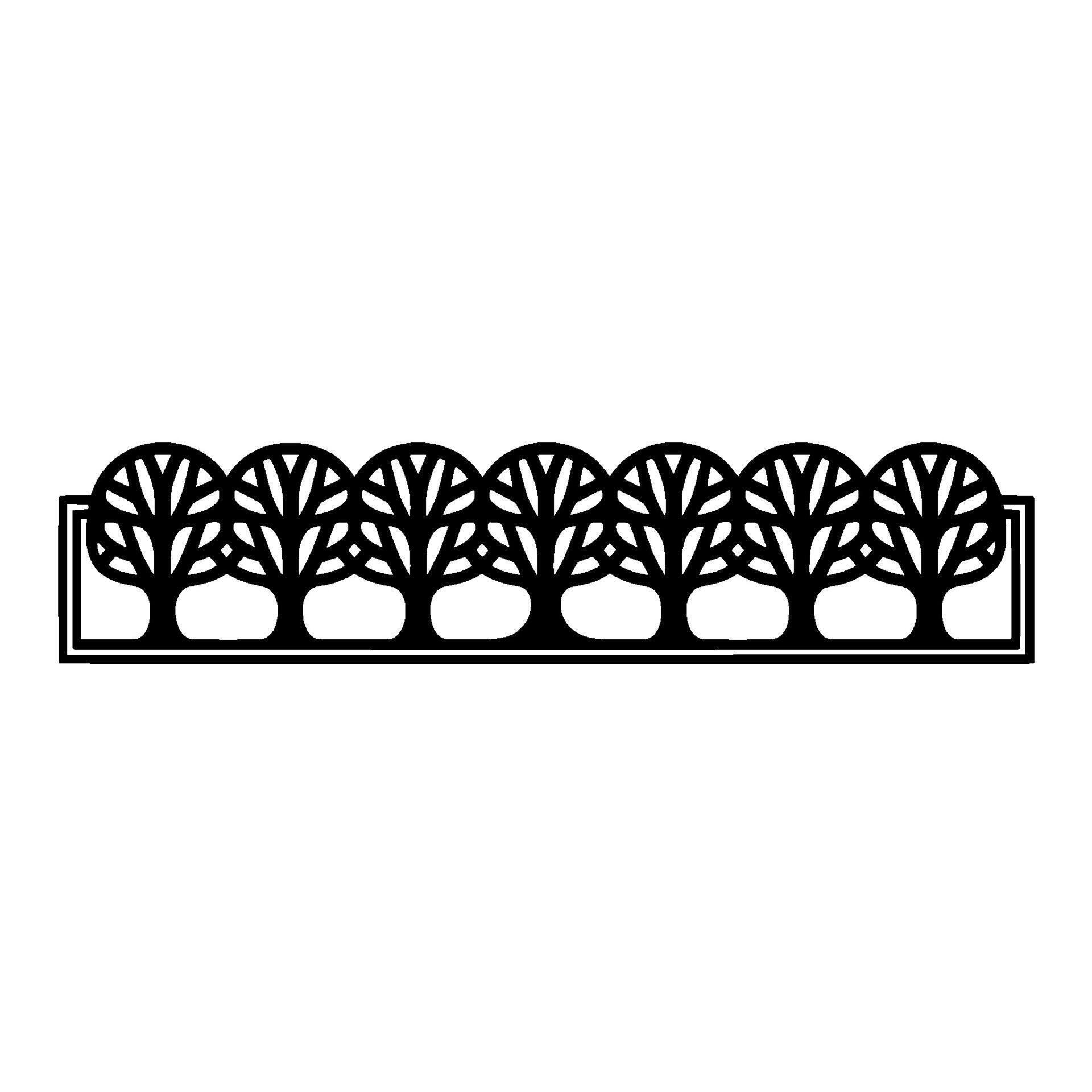 A stylized minimalist illustration of a row of seven identical ...