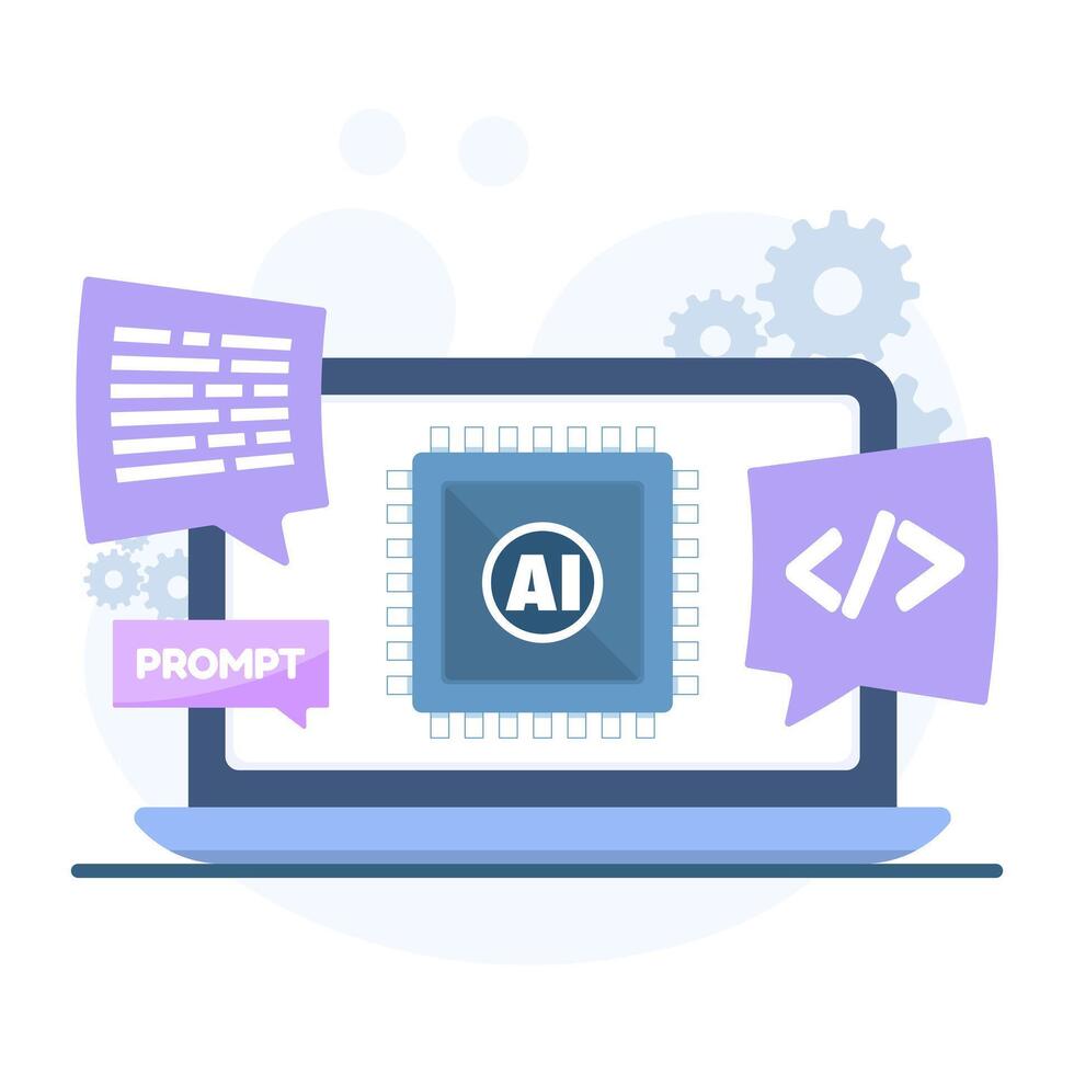 Illustration showing AI prompt engineering with coding symbols ...