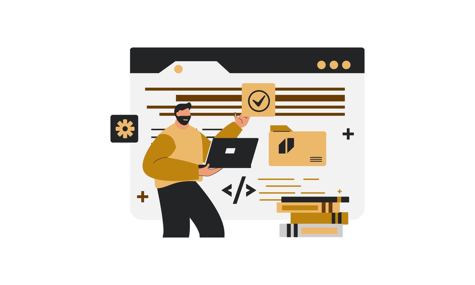 Developer explaining programming lines 74631691 Vector Art at Vecteezy