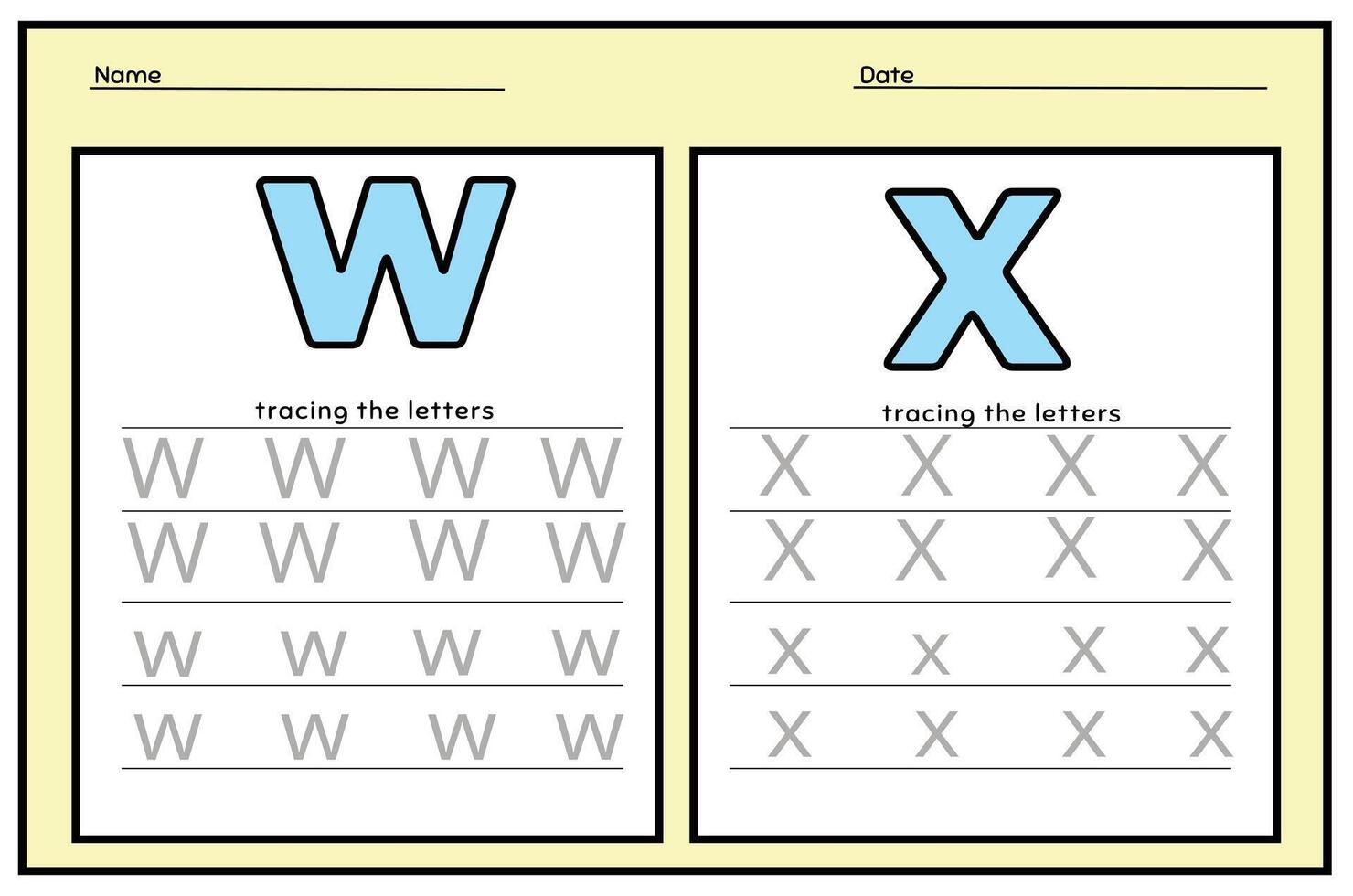 Alphabet Letter W. X. Tracing Worksheet. Alphabet letters tracing ...