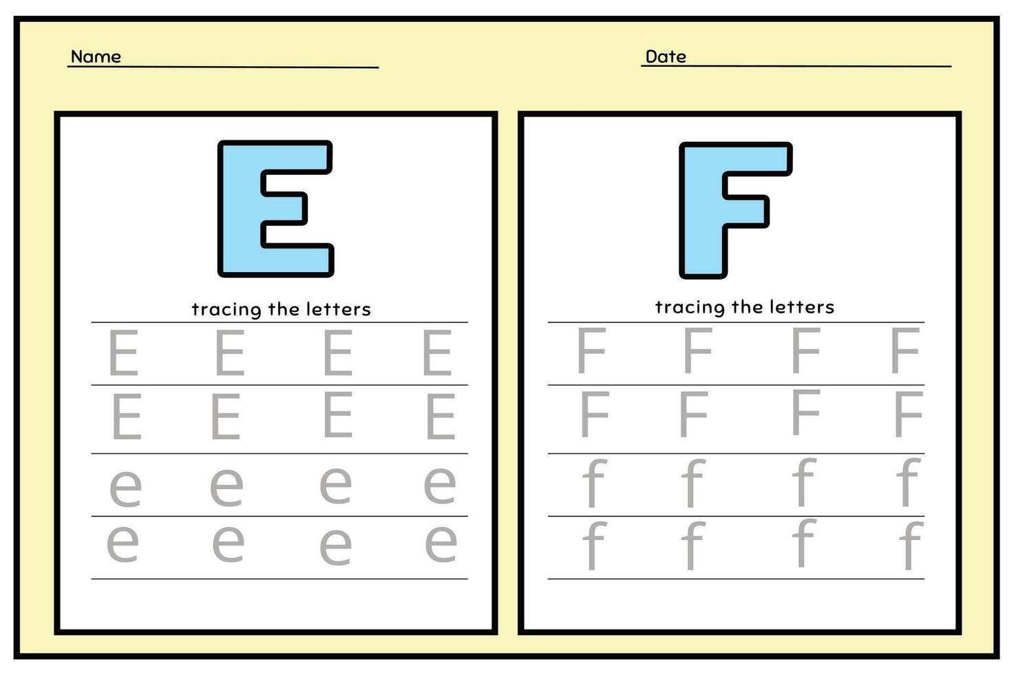 Alphabet Letter E. F. Tracing Worksheet. Alphabet letters tracing ...
