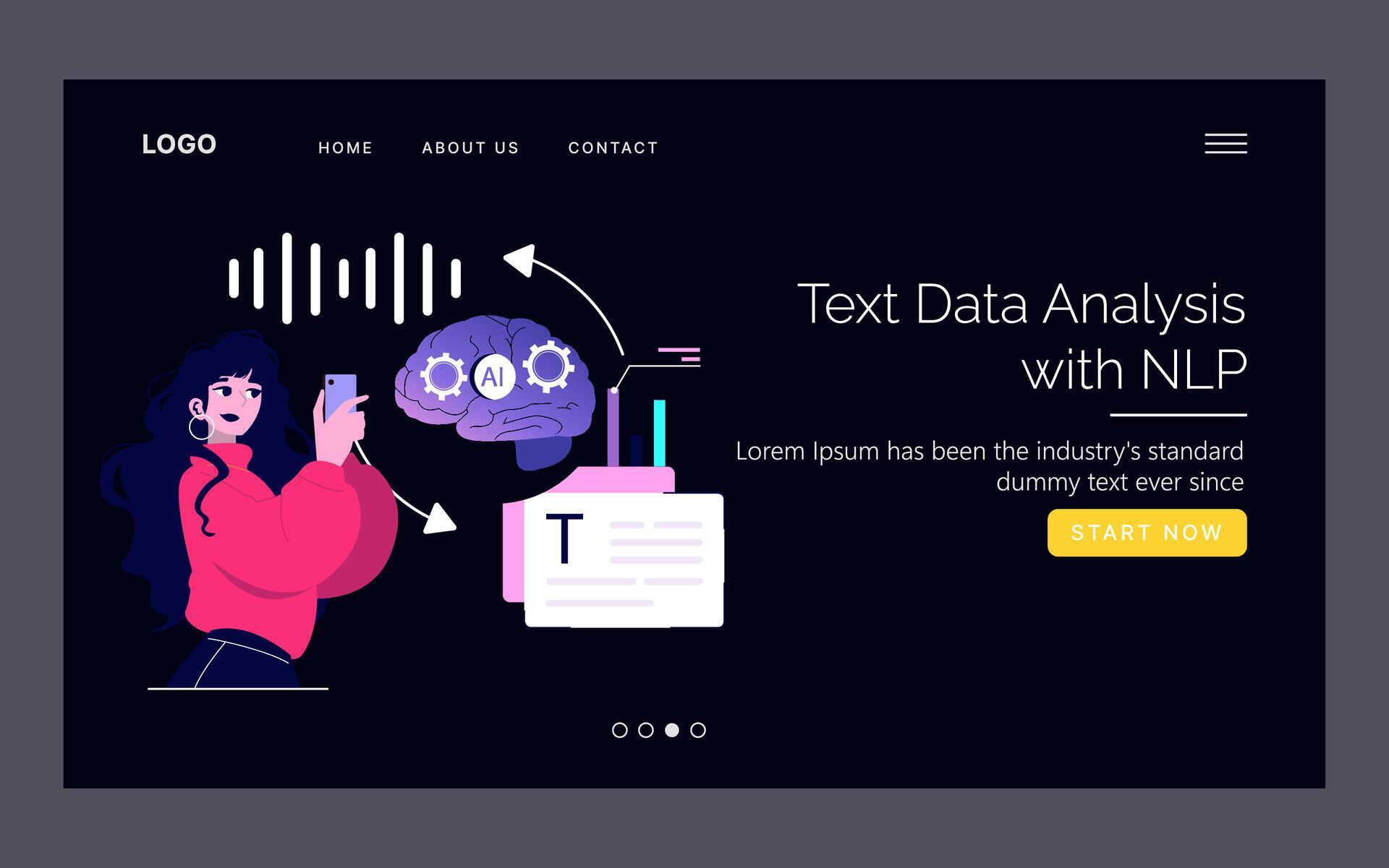 Illustration of Text Data Analysis with AI and NLP 74661224 Vector Art ...