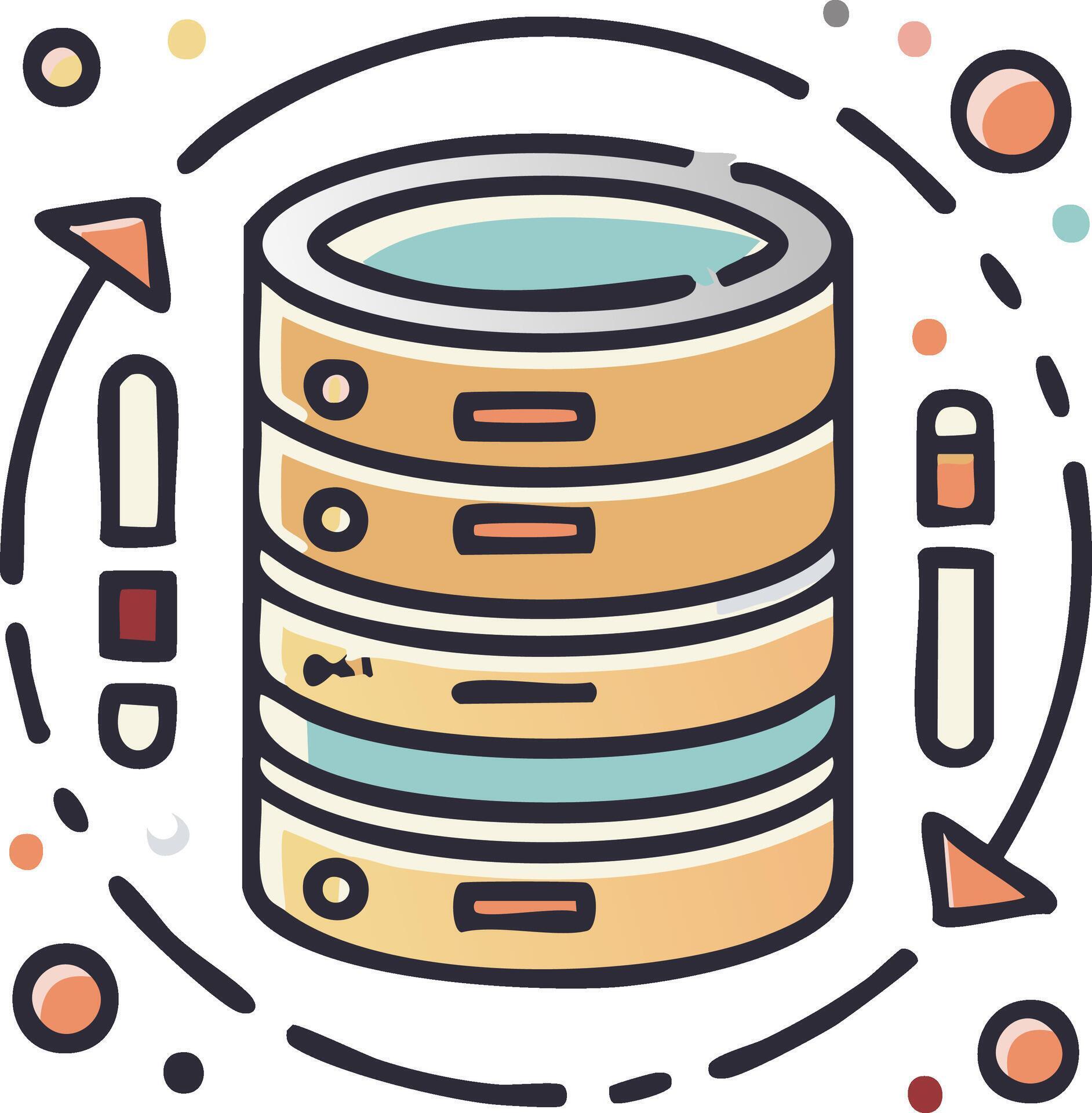 Database server icon for data synchronization processing and backup ...