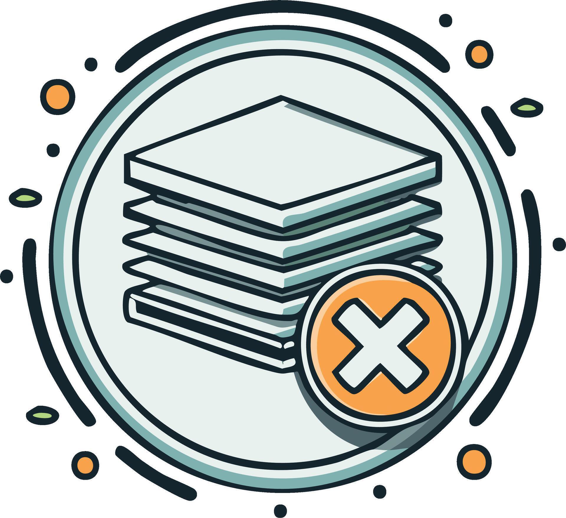 Documents Stack with Cross Icon, Office File Icon, Incorrect Data, No ...