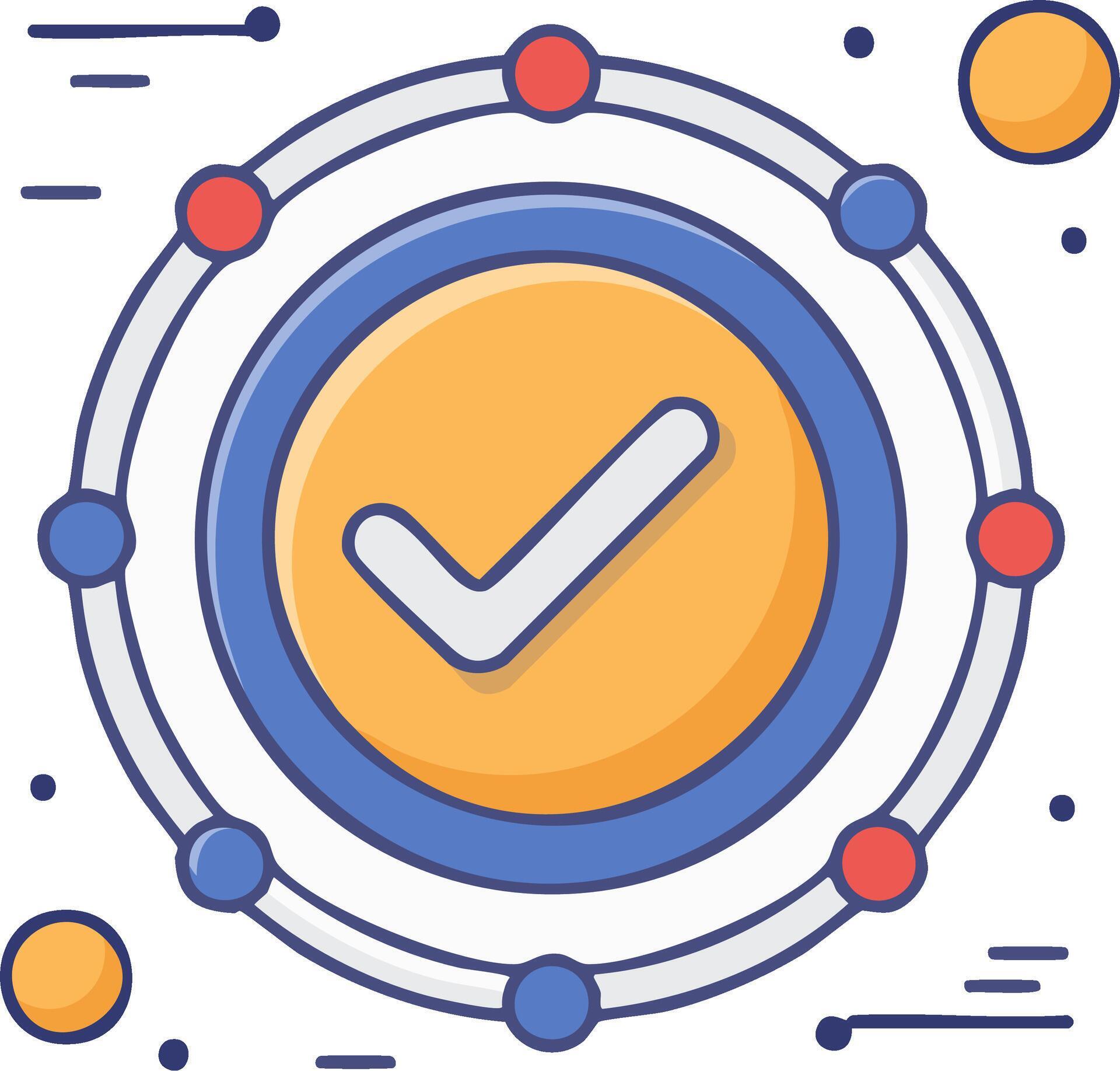 Modern validation symbol, circle design with connecting dots and check ...