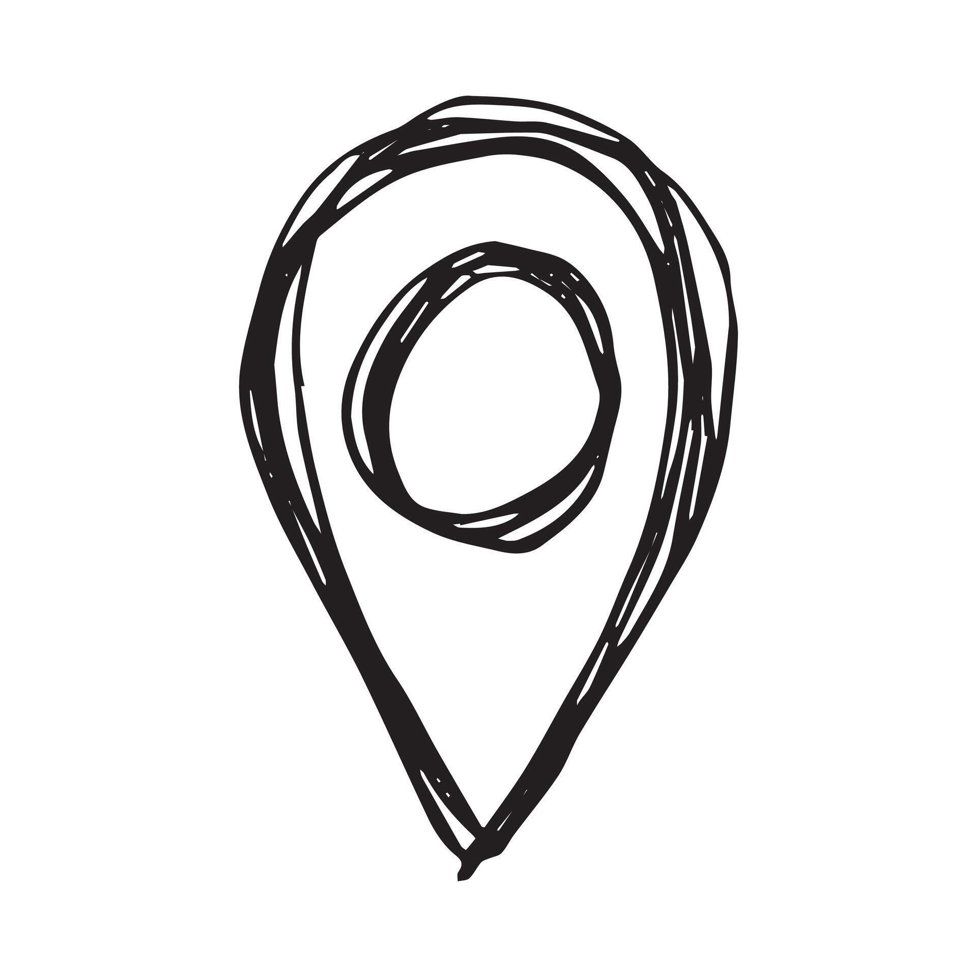 pointer sketch Hand drawn map pin Map marker pointer sign GPS and ...