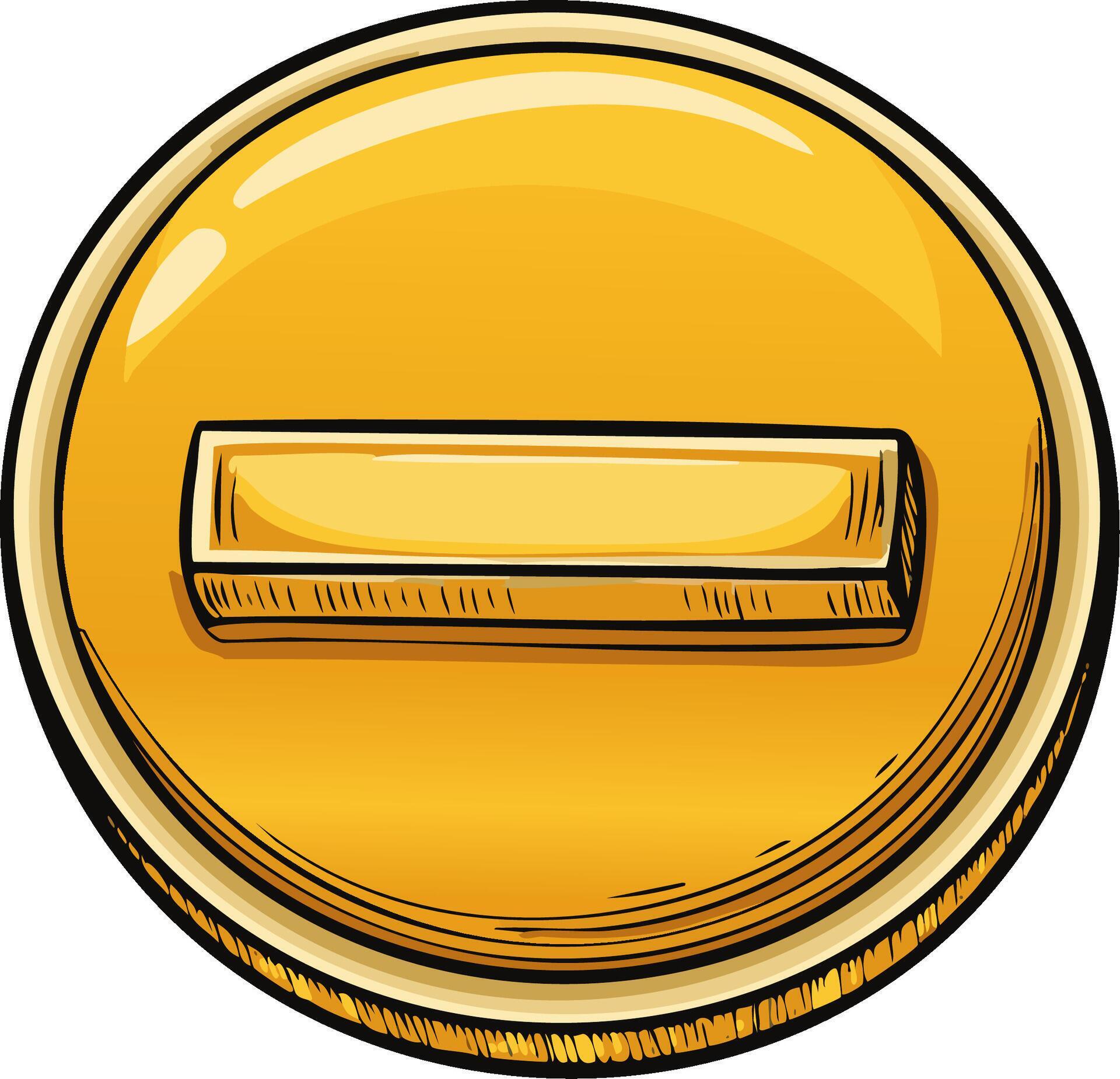 Glossy Yellow Minus Button Symbol for Interface Navigation Reduction ...