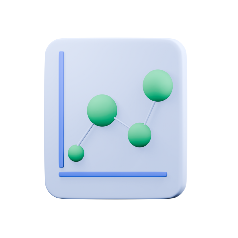 3D line graph icon. Line graph with key points marked by dots. Data ...