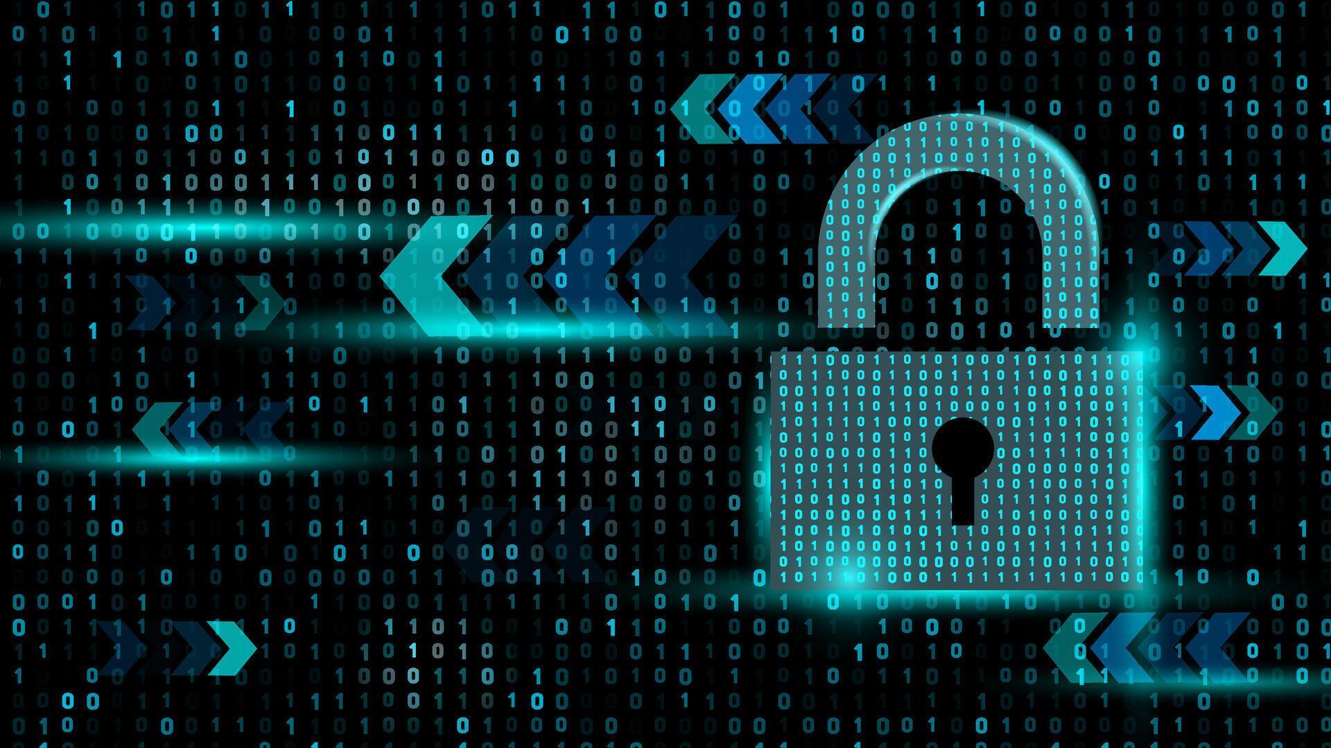 Digital Lock Symbol with Binary Code Background 75345286 Vector Art at ...