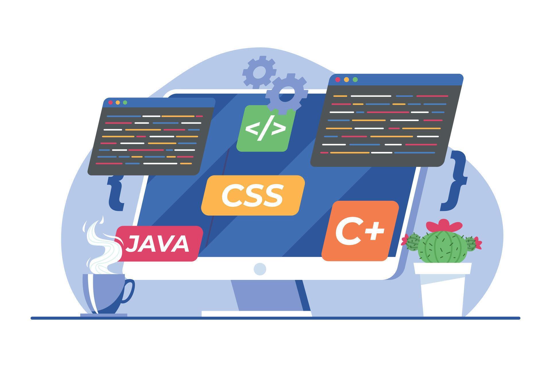 Programming Languages: Java, CSS, and C+ Codes 75621794 Vector Art at ...