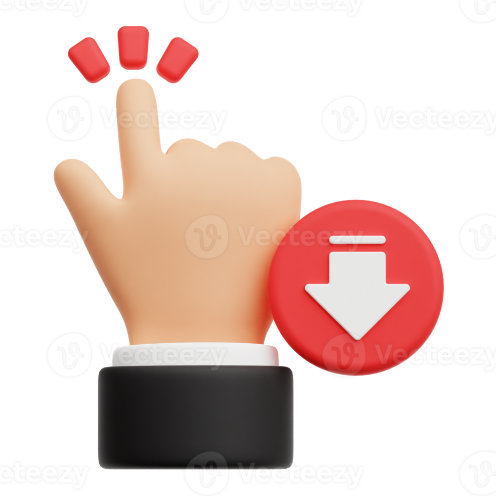 Decrease Hand Click 3D Icon Isolated On Transparent Background 76264151 PNG