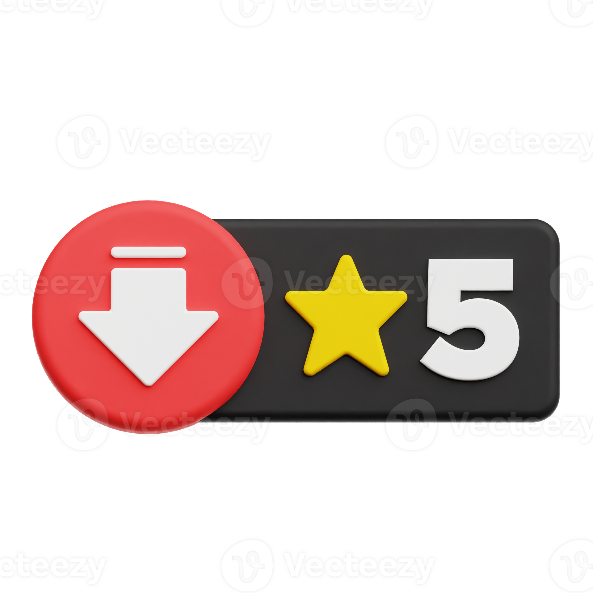 Decrease 5 Star Review 3D Icon Isolated On Transparent Background ...