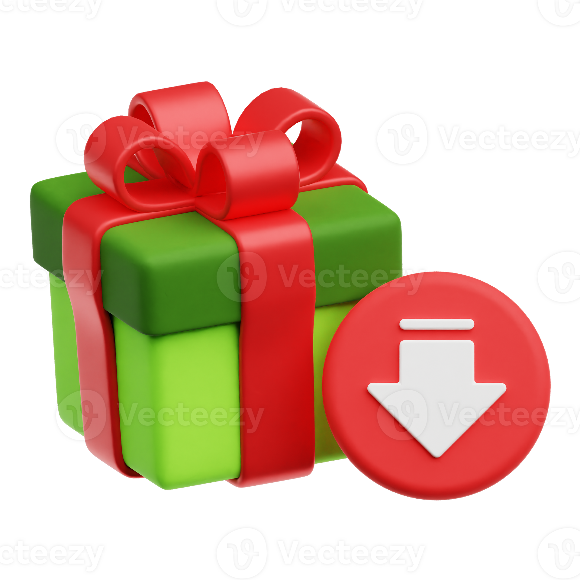 Decrease Christmas Gift 3D Icon Isolated On Transparent Background ...