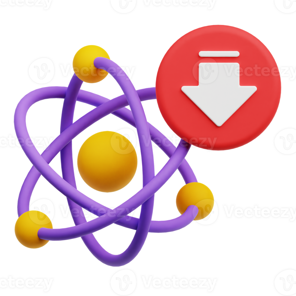 Decrease Atom 3D Icon Isolated On Transparent Background 77108926 PNG