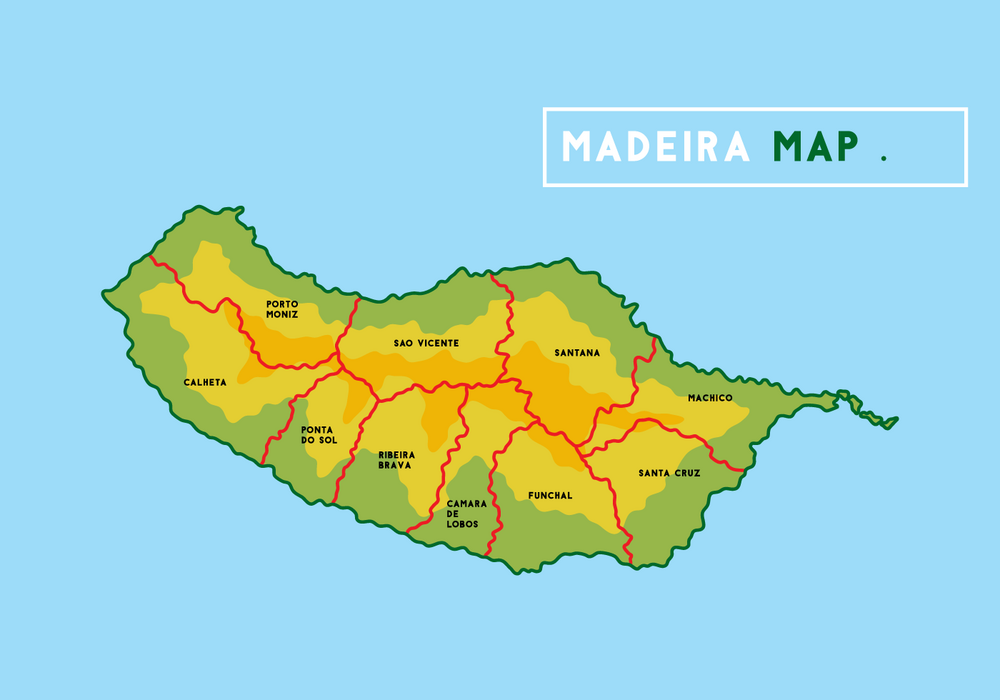 Madeira Island Map Vector Art, Icons, and Graphics for Free Download