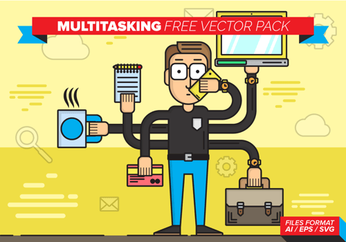 Multitasking Office Worker Vector Flat Illustration - Download Free ...
