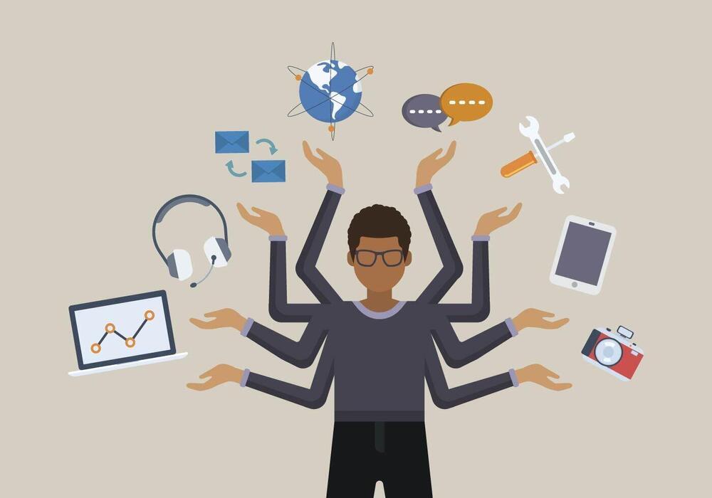 Multitasking Woman Vector Art, Icons, and Graphics for Free Download