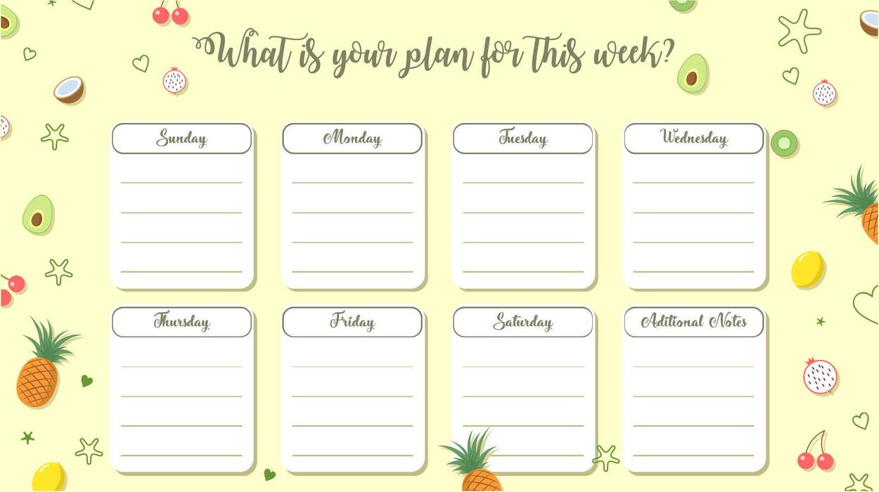 Weekly Calendar Vector Art, Icons, and Graphics for Free Download