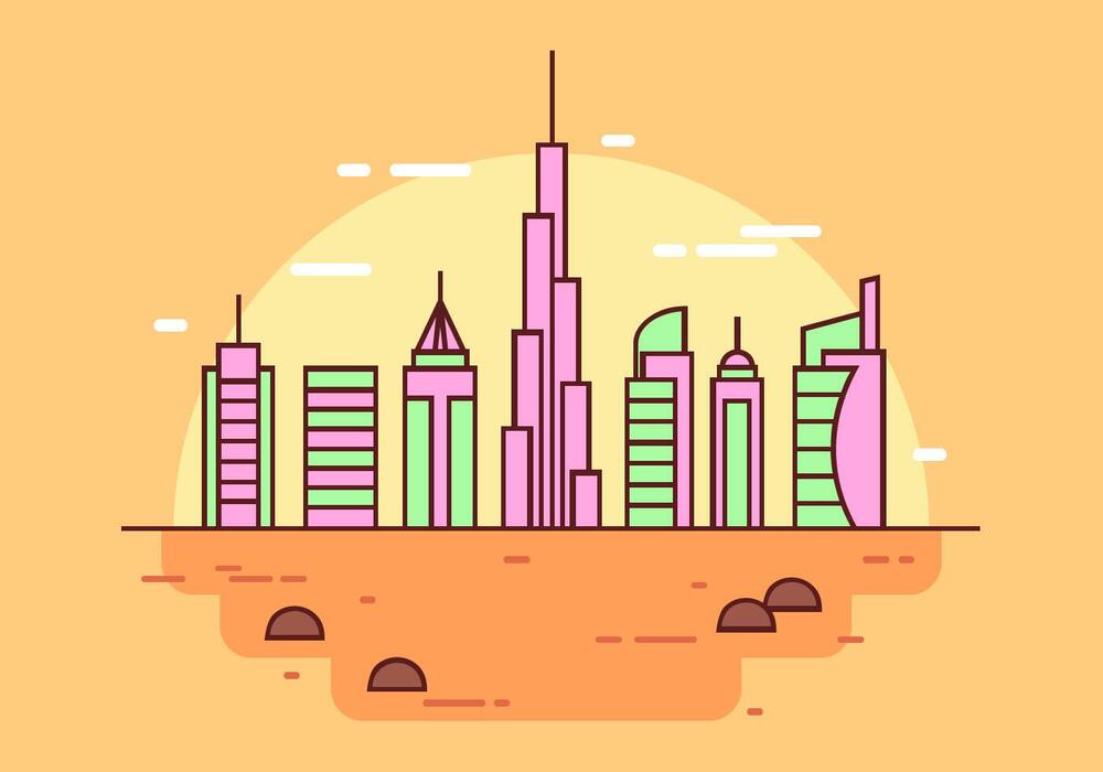 Dubai Skyline Vector Art, Icons, and Graphics for Free Download