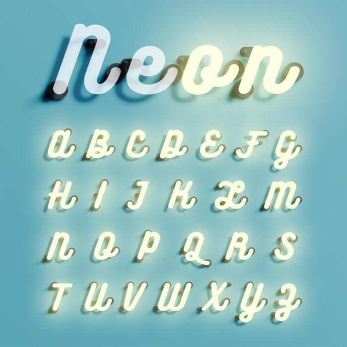 Neon Script Font Vector Art, Icons, and Graphics for Free Download
