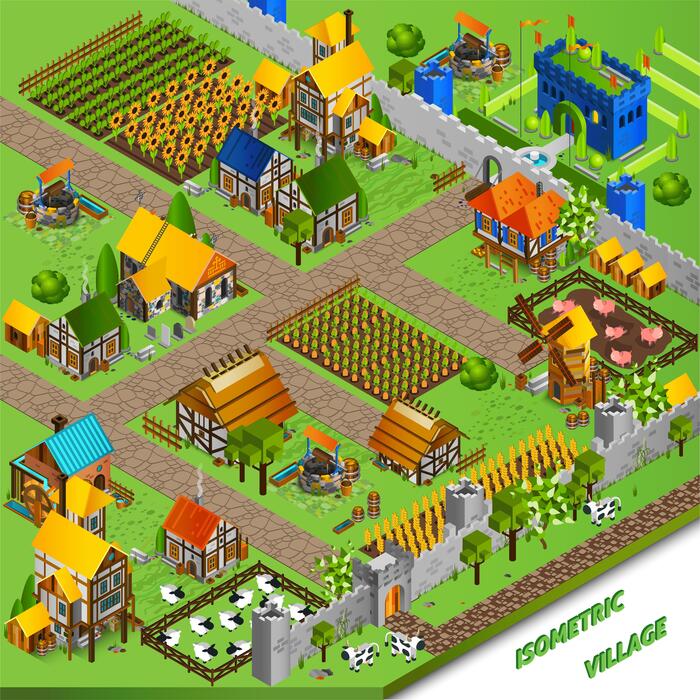 2d Village Vector Art, Icons, and Graphics for Free Download
