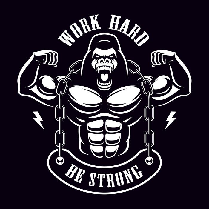 Vector illustration of a gorilla bodybuilder with dumbbells 539285 ...