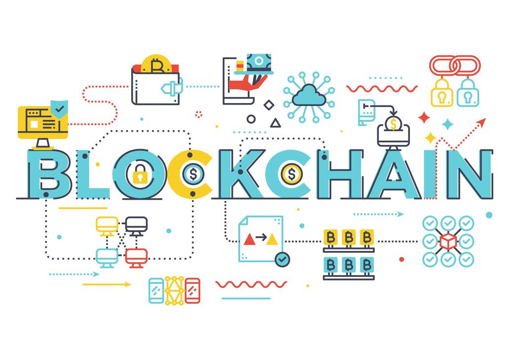 Blockchain technology icon. Block chain symbol or logo element simple ...