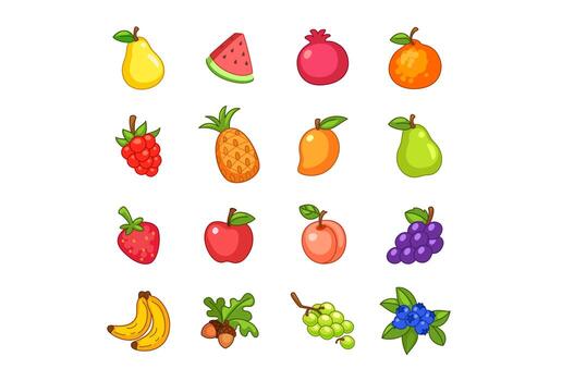 frutas de dibujos animados lindo con nombres. tarjetas de memoria flash para niños. 2848035 ...