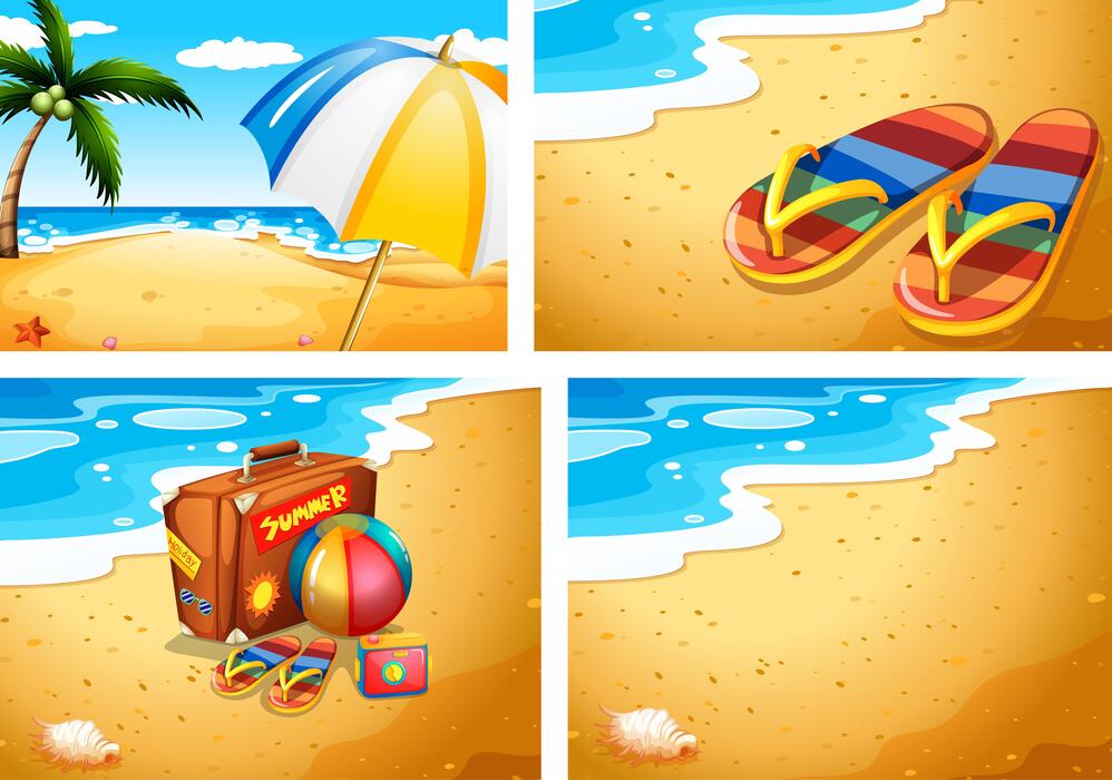 Beach Scene Vector Art, Icons, and Graphics for Free Download