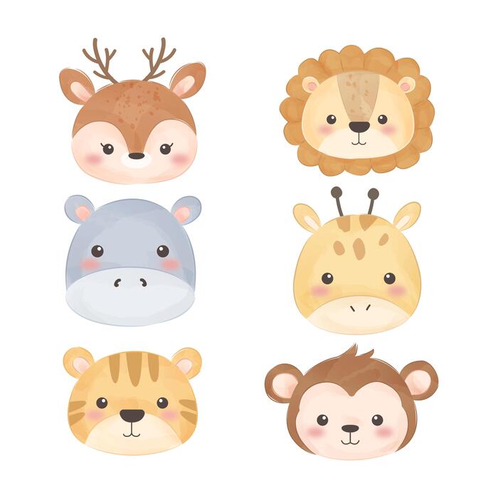 Cute Animal Head Vector Art, Icons, and Graphics for Free Download