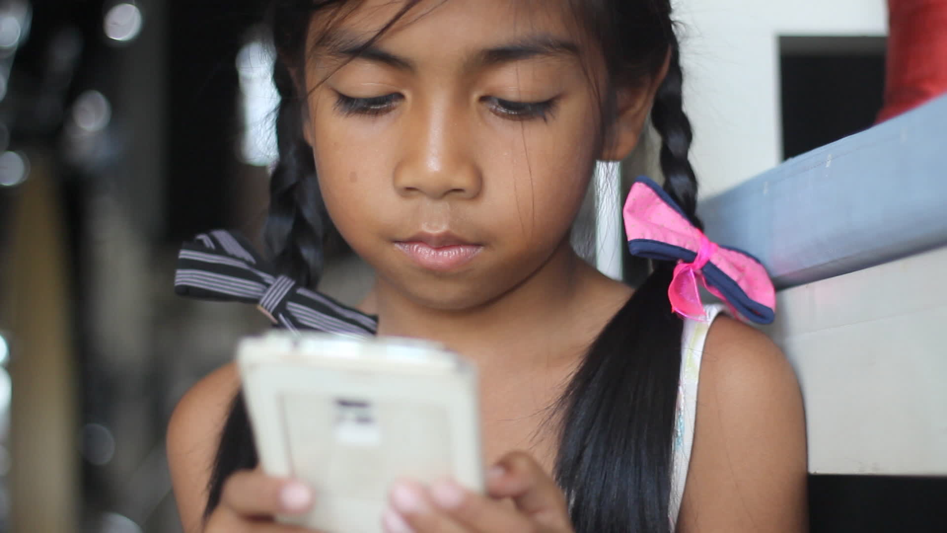 Girl Playing Game In Smartphone 1425667 Stock Video At Vecteezy