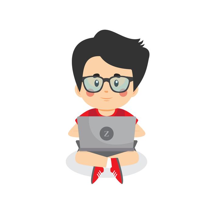 Boy Using Computer Vector Art, Icons, and Graphics for Free Download